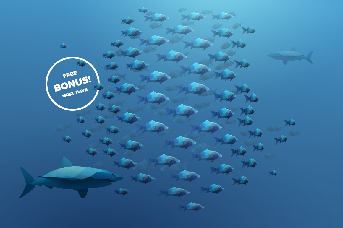Ocean Polygonal Animals (35496) | Illustrations | Design Bundles