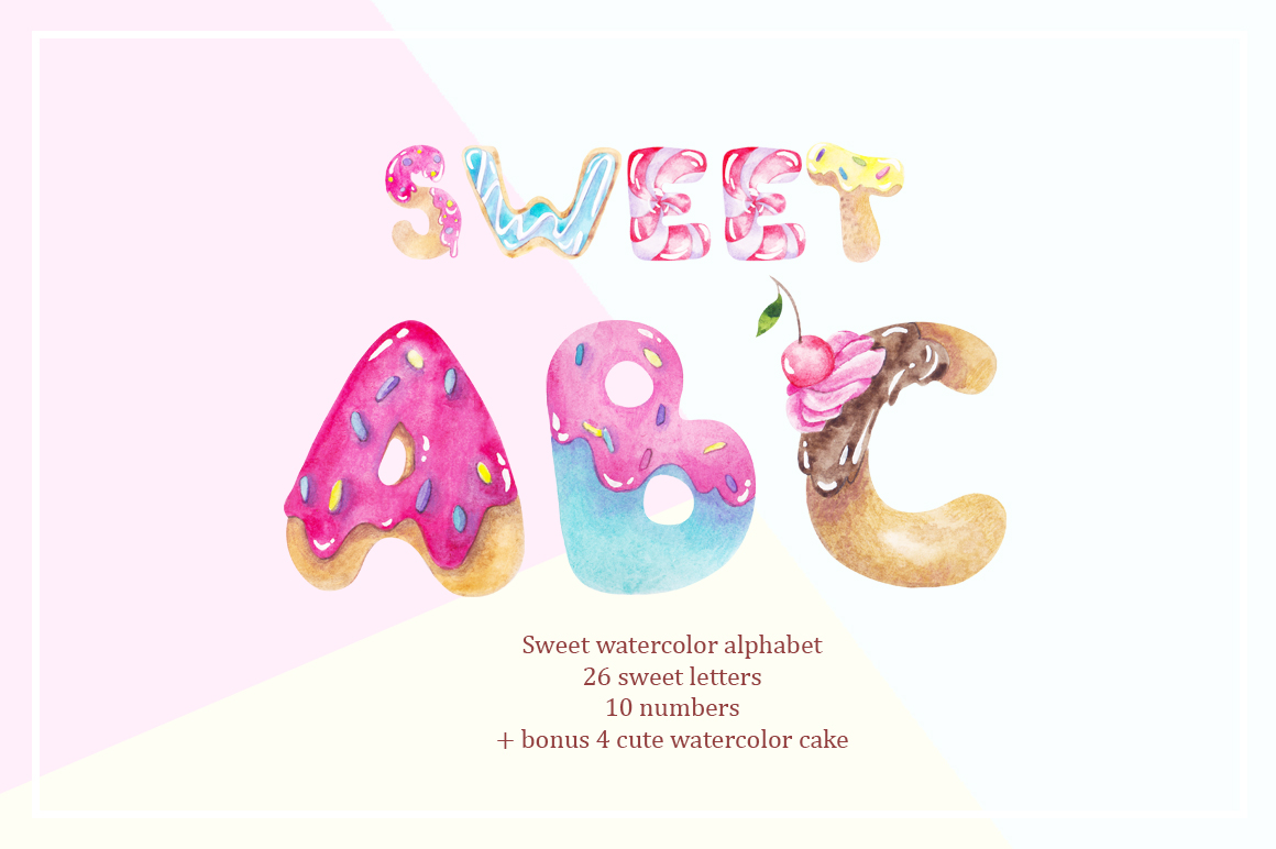 Sweet alphabet. Watercolor letter (195166) | Illustrations | Design Bundles