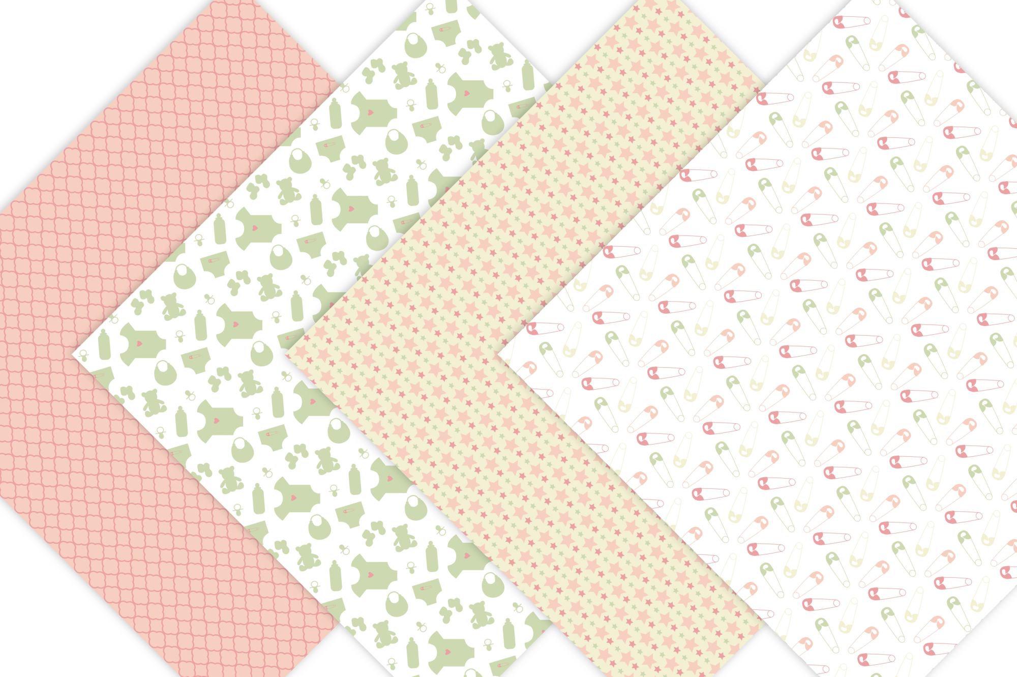 Baby Girl Digital Paper, Baby Shower
