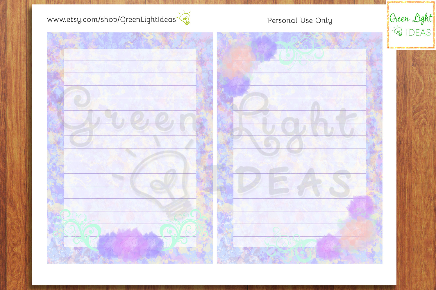Watercolor Writing Papers, Watercolor Journal Pages