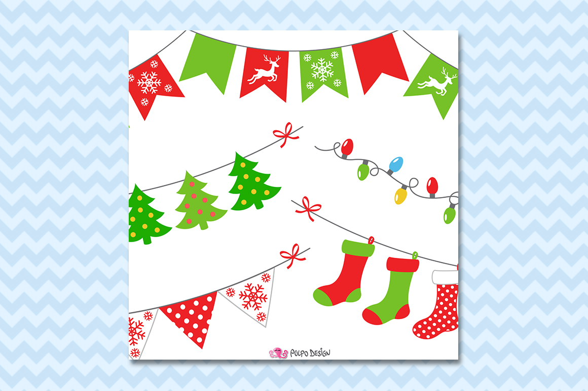 Christmas Bunting banners clipart