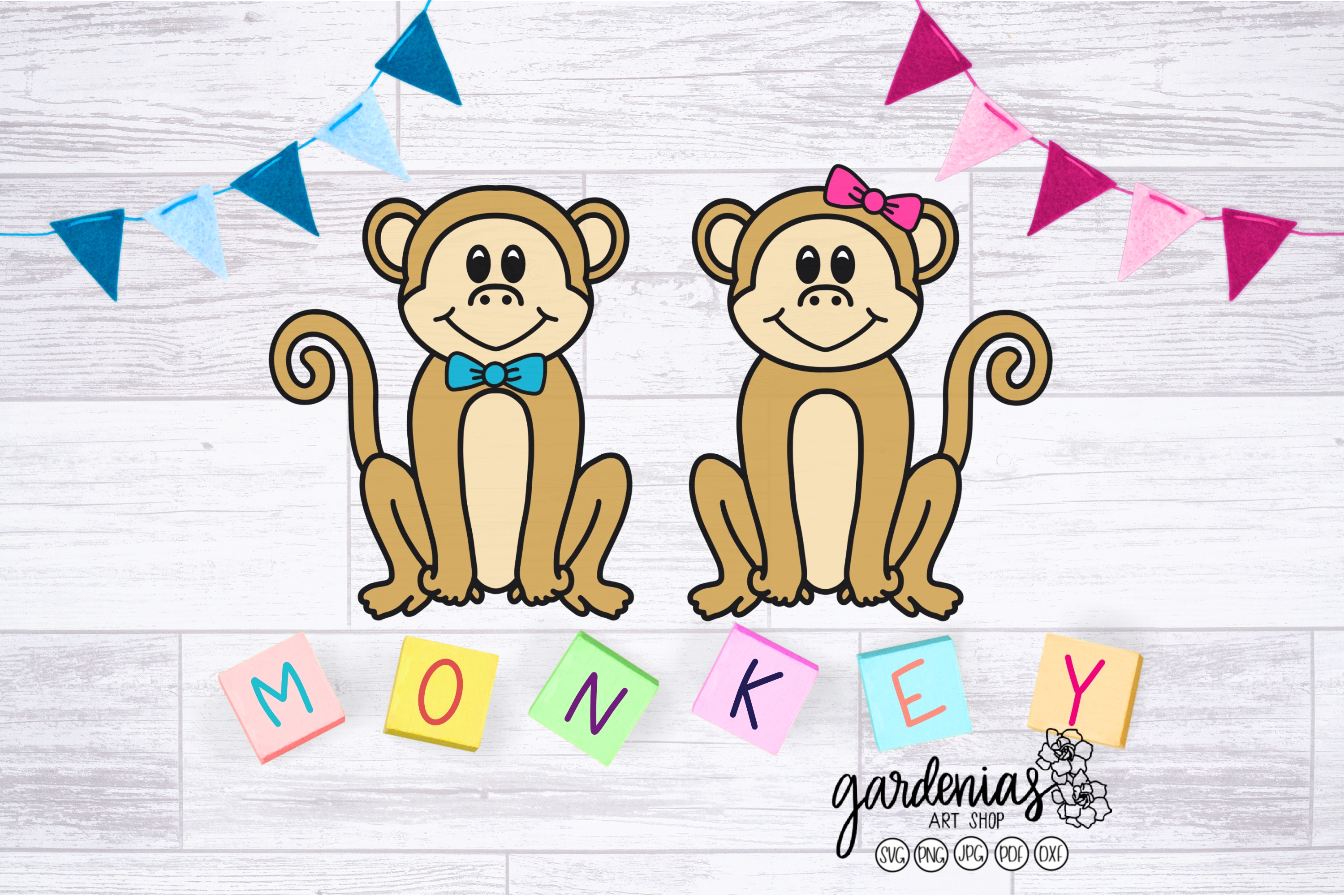 Boy Monkey and Girl Monkey SVG | Monkey Love | Monkey Couple