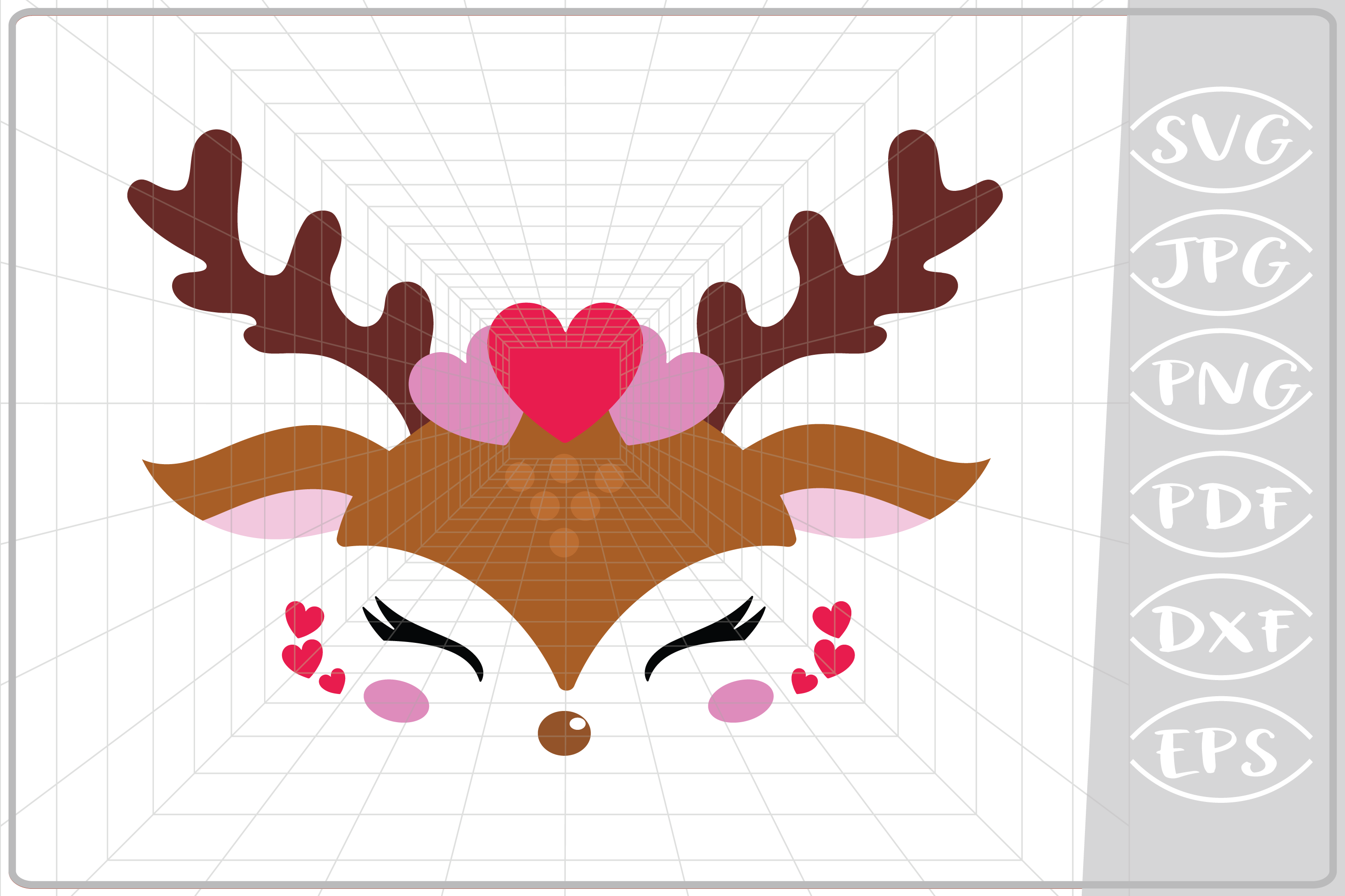 Reindeer svg, Reindeer Girl svg, Reindeer Hearth svg