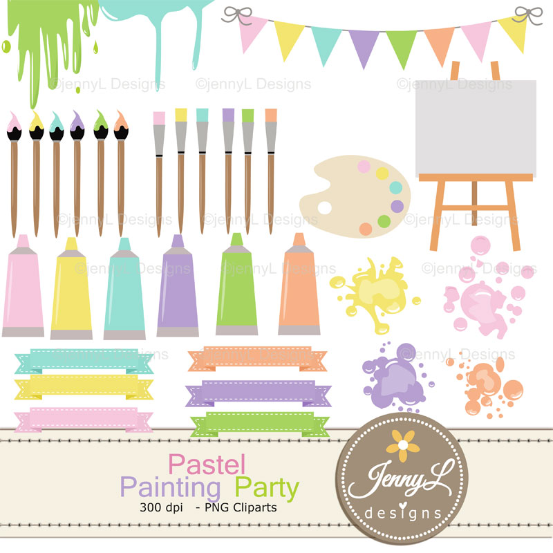 Pastel Painting, Art, Digital Paper and Clipart, Easel, paint tube ...