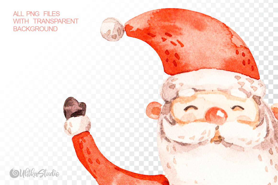 Happy Santa Claus. Christmas watercolor clipart (367041 ...