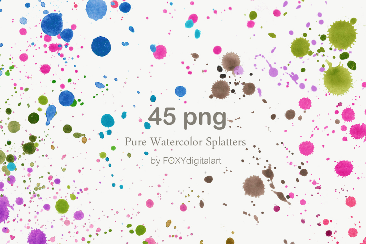 Watercolor Paint Splatters Brush Splashes Clipart