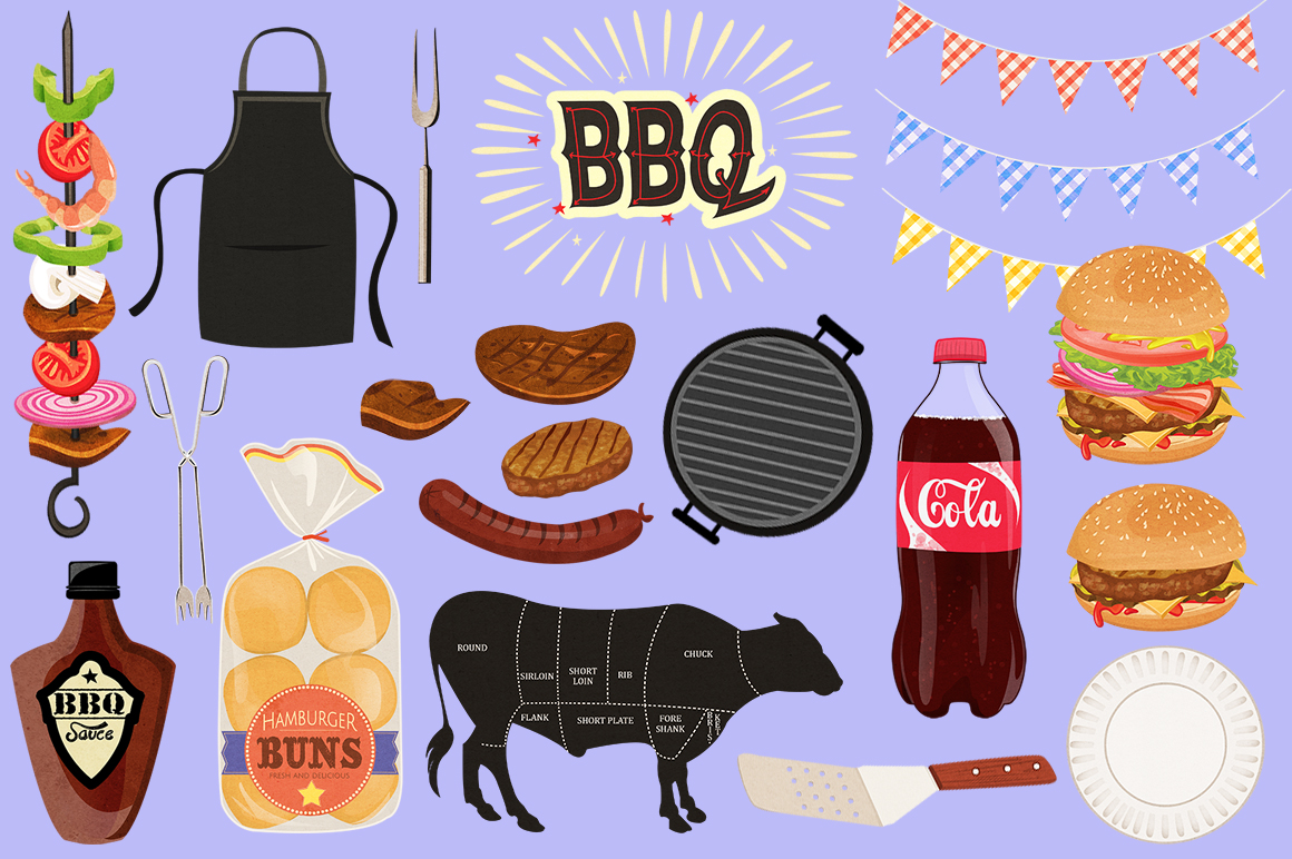 BBQ Cookout Clip Art Graphics (163501) | Illustrations | Design Bundles