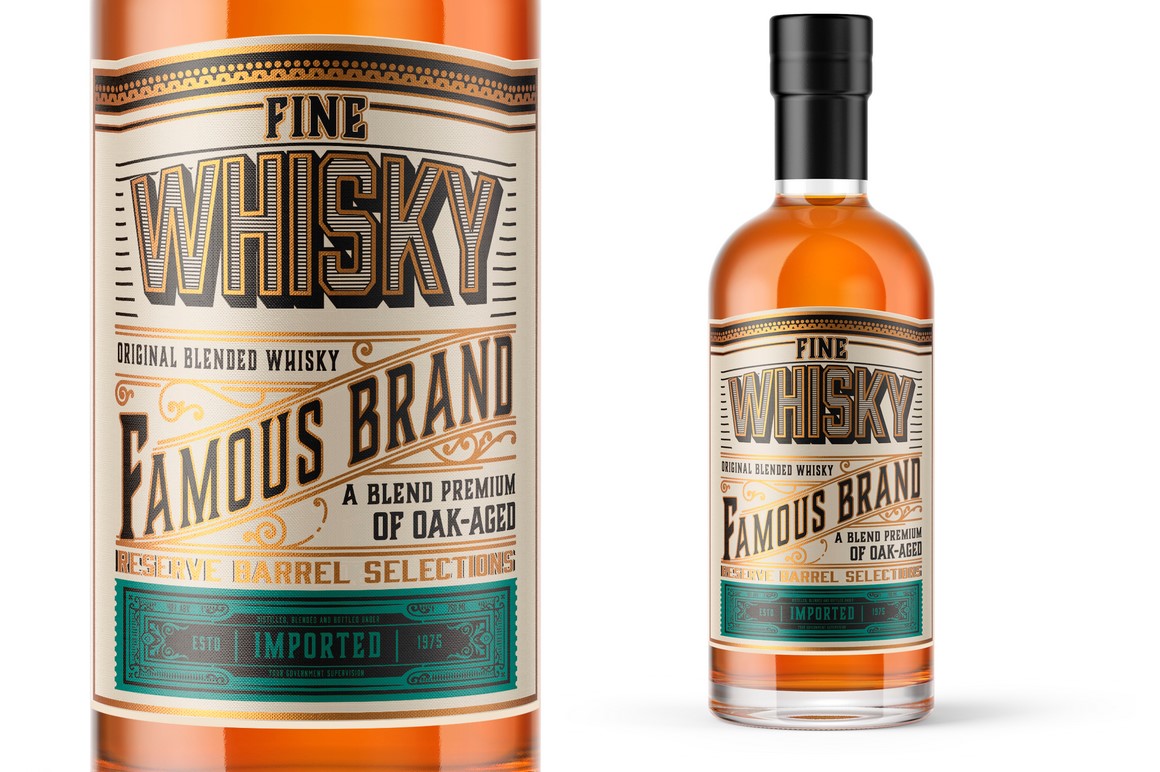 Whiskey label for packing. Vector layered (263111) | Branding | Design ...