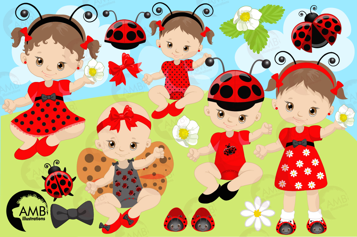 Ladybug babies, Ladybugs, clipart, graphics and illustrations AMB-1086 ...
