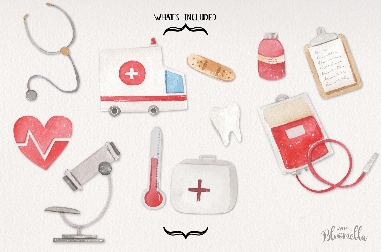 Medical Watercolor 11 Elements Doctor Nurse Icons Equipment