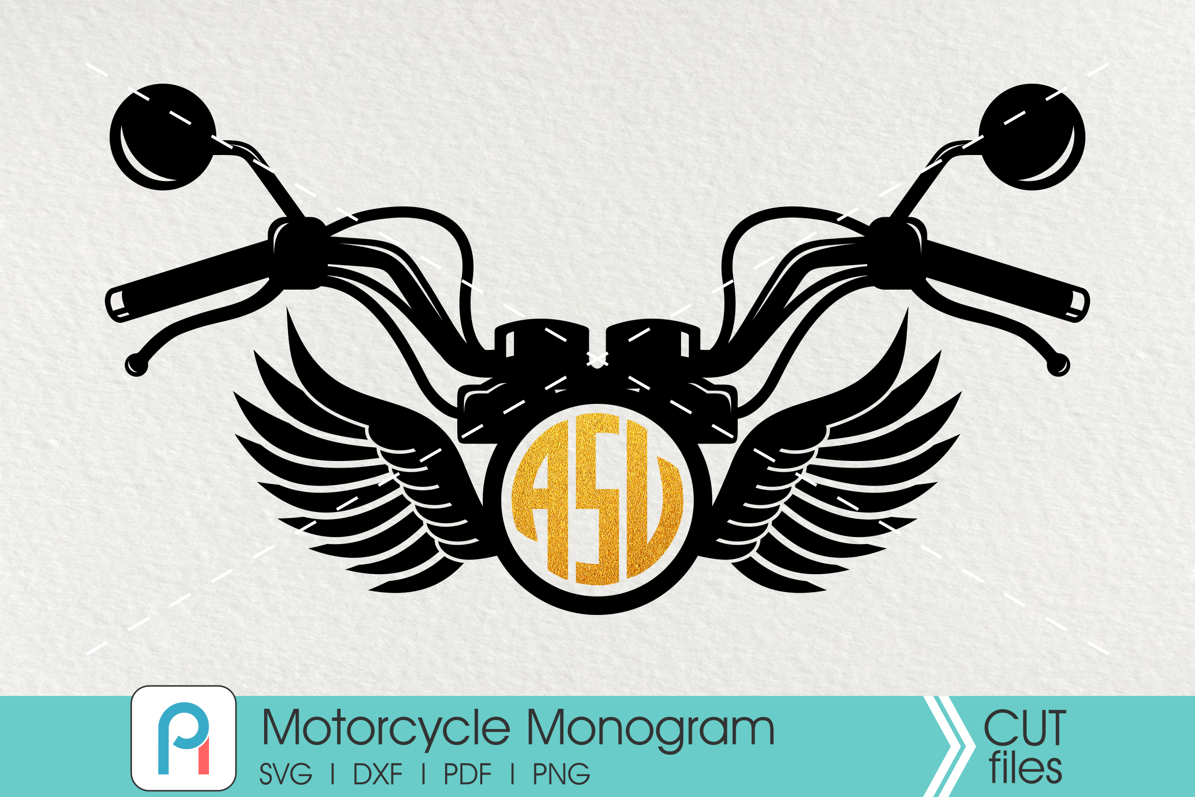 Motorcycle Monogram Cut File - a motorcycle vector