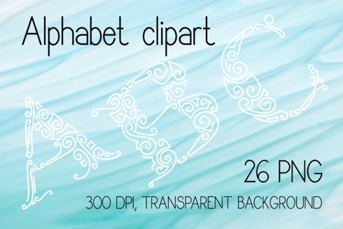 White alphabet clipart set