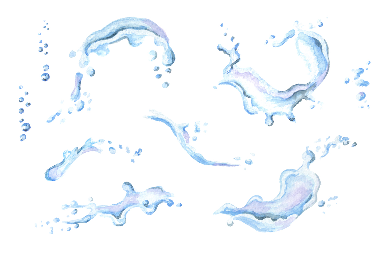 Water splash. Watercolor (132664) | Illustrations | Design Bundles