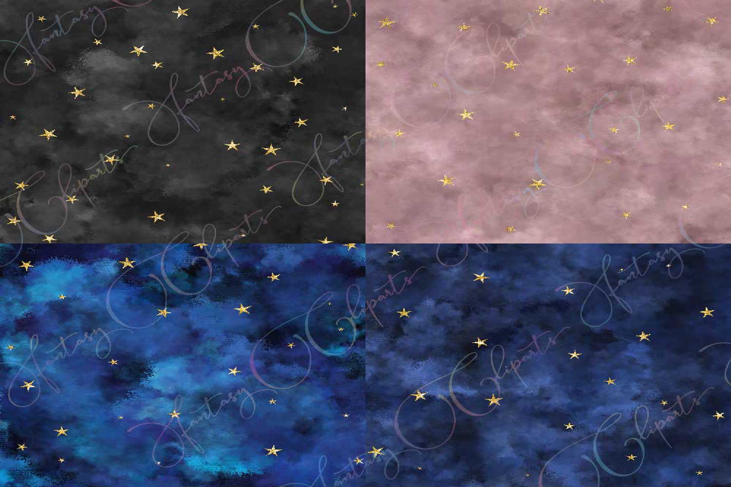 Starry Night Digital Paper (131388) | Textures | Design Bundles