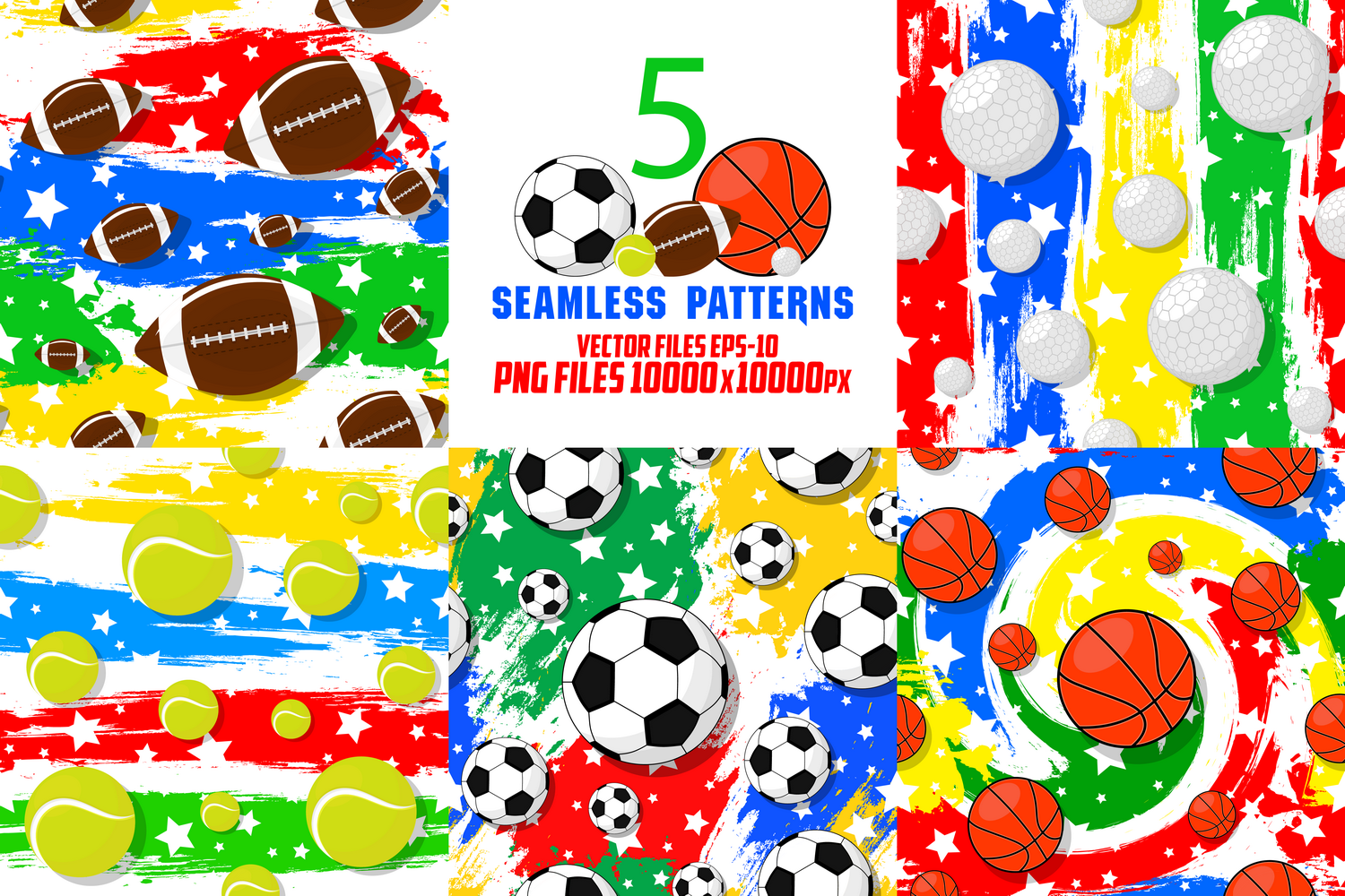 The seamless patterns on the sport theme. (273769) | Patterns | Design ...