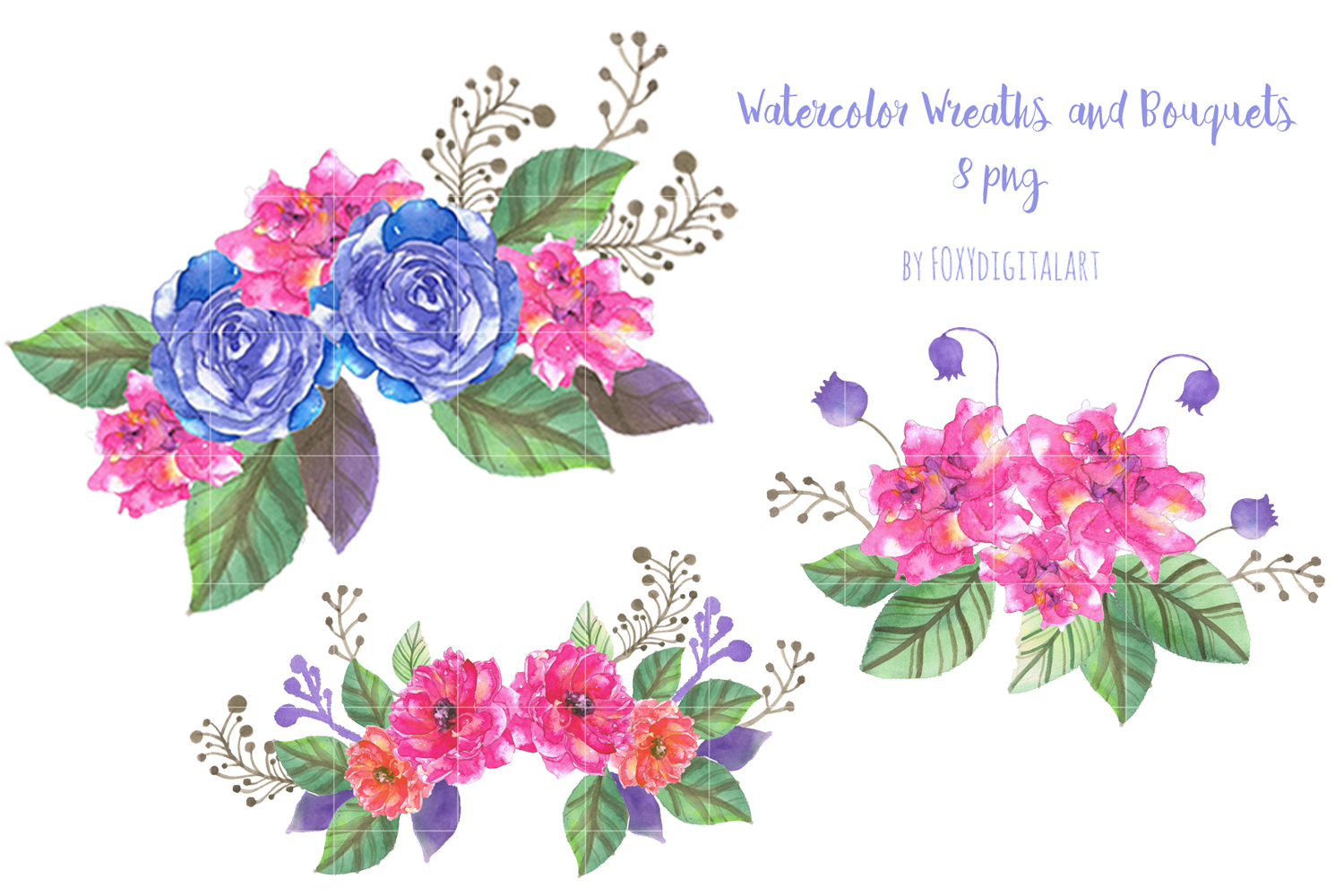 Watercolor Flowers Clipart Wedding Flowers