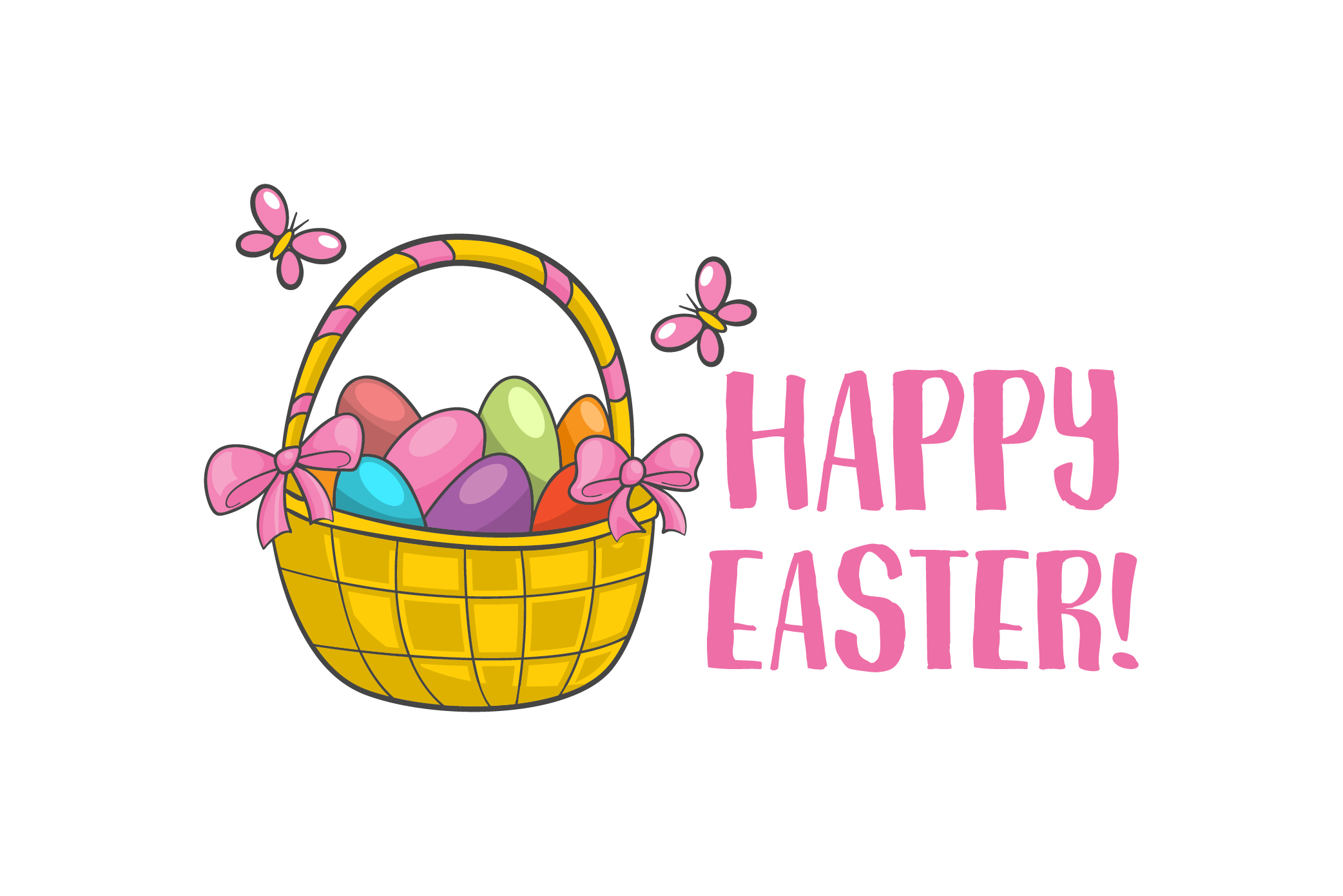 Happy Easter slogan isolated with white background.