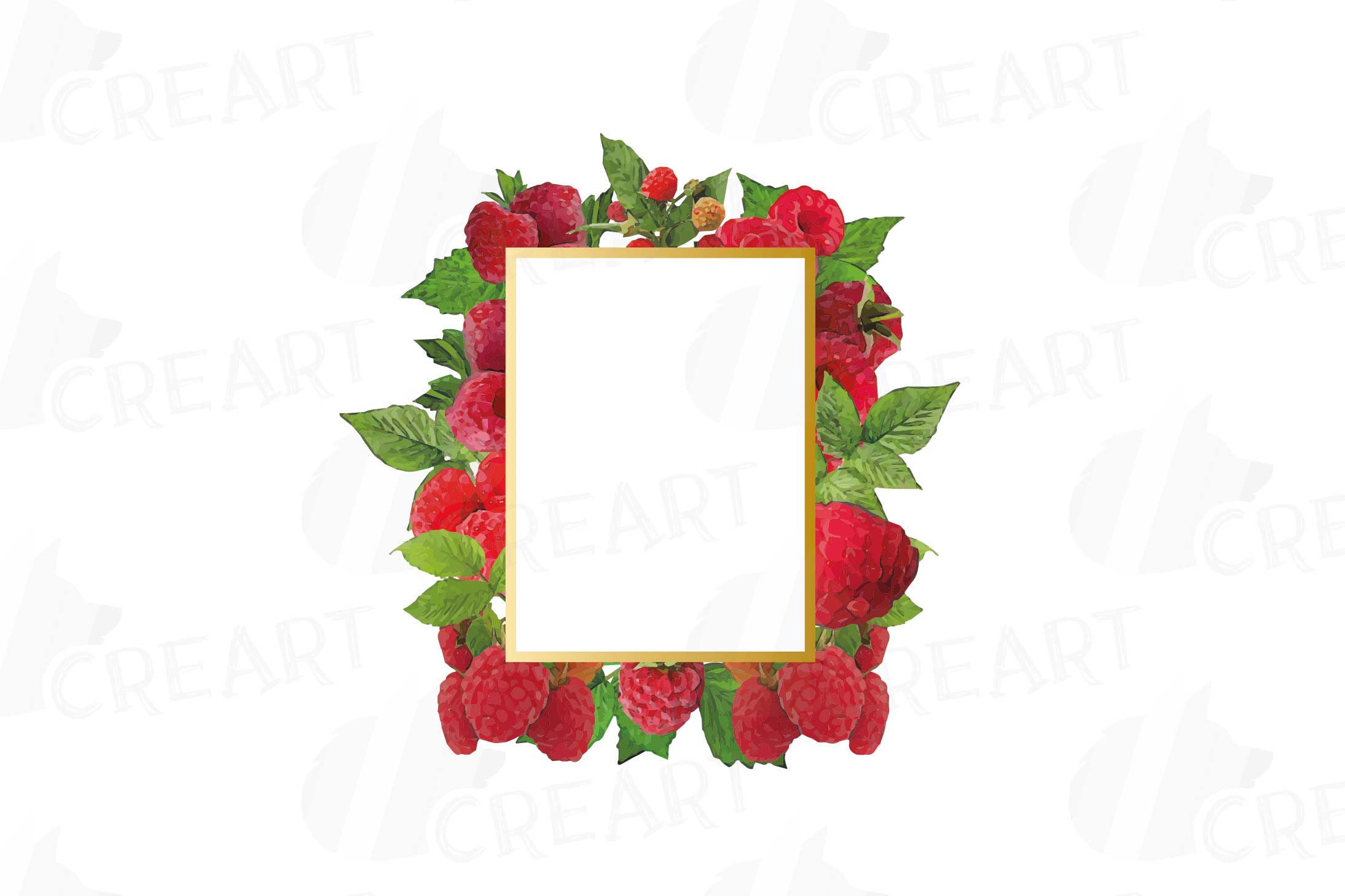 Raspberry frames watercolor clip art pack, Raspberry fruit