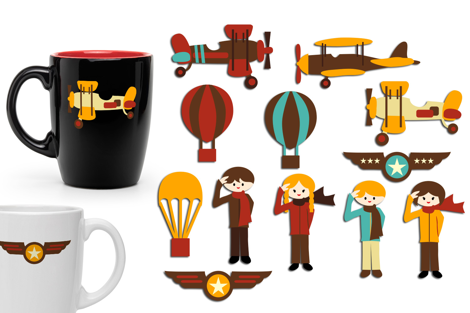 Vintage transportation clip art illustrations bundle