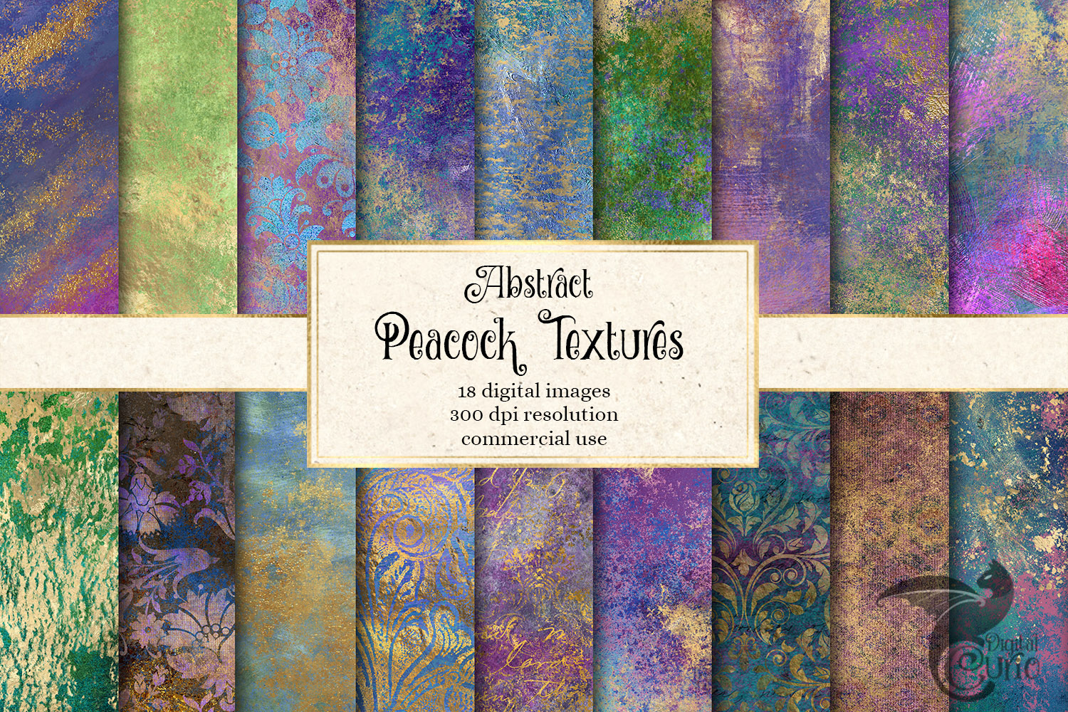 Abstract Peacock Textures (188618) | Textures | Design Bundles