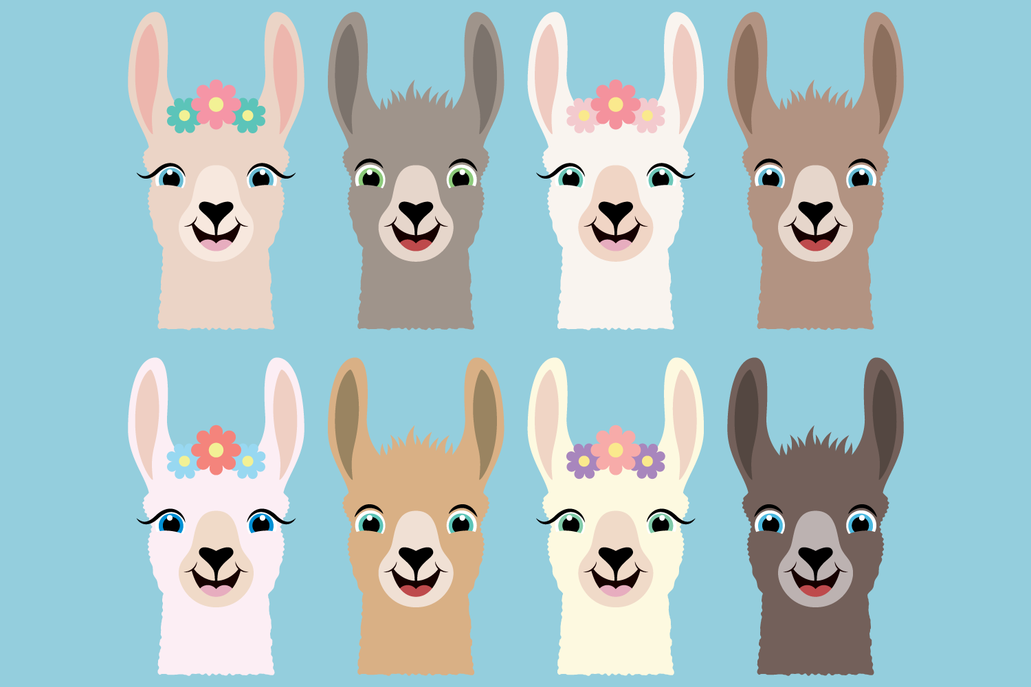 Cute Llama Clipart Bundle, Fun Cacti, PNG, JPEG, EPS (378953 ...