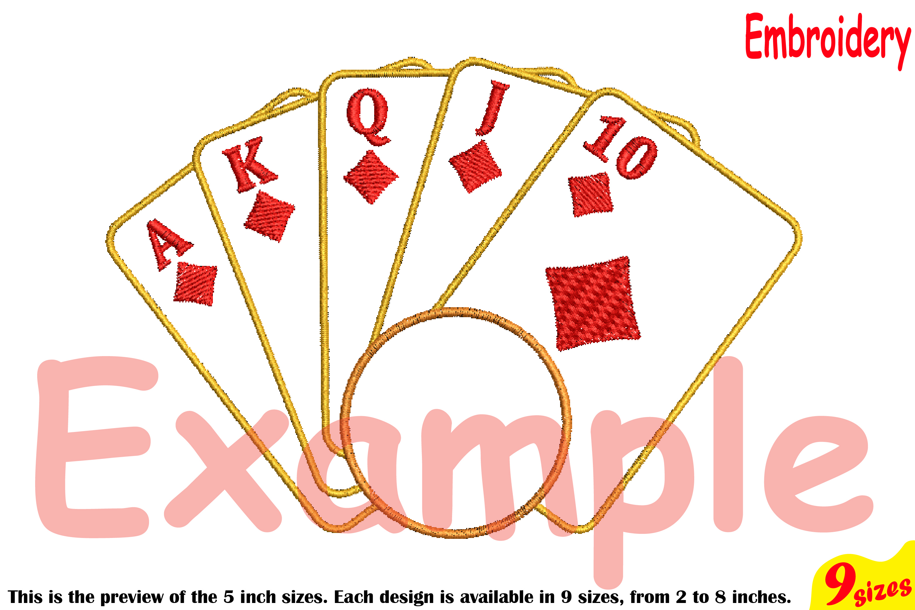 Poker Royal Flush Circle Designs for Embroidery Machine Instant ...