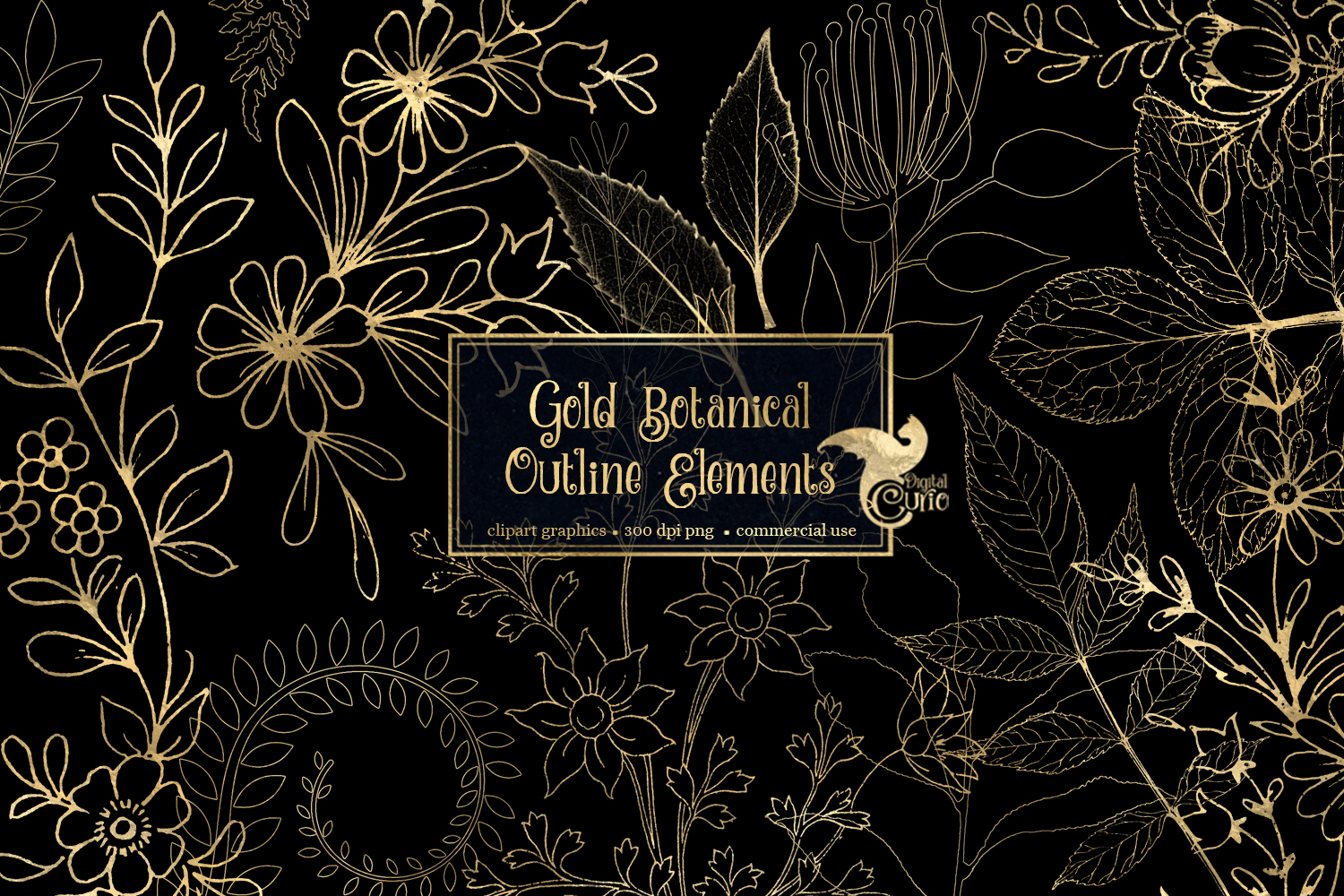 Gold Botanical Outline Elements