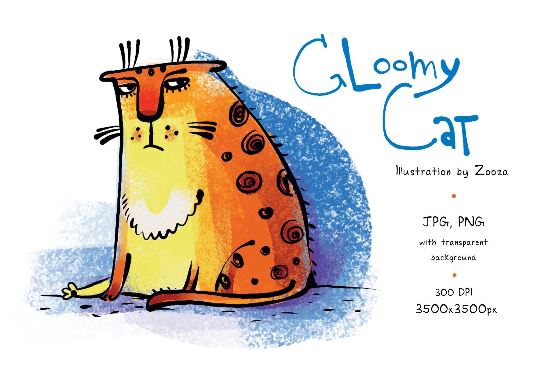 Gloomy Cat - illustration (310408) | Illustrations | Design Bundles