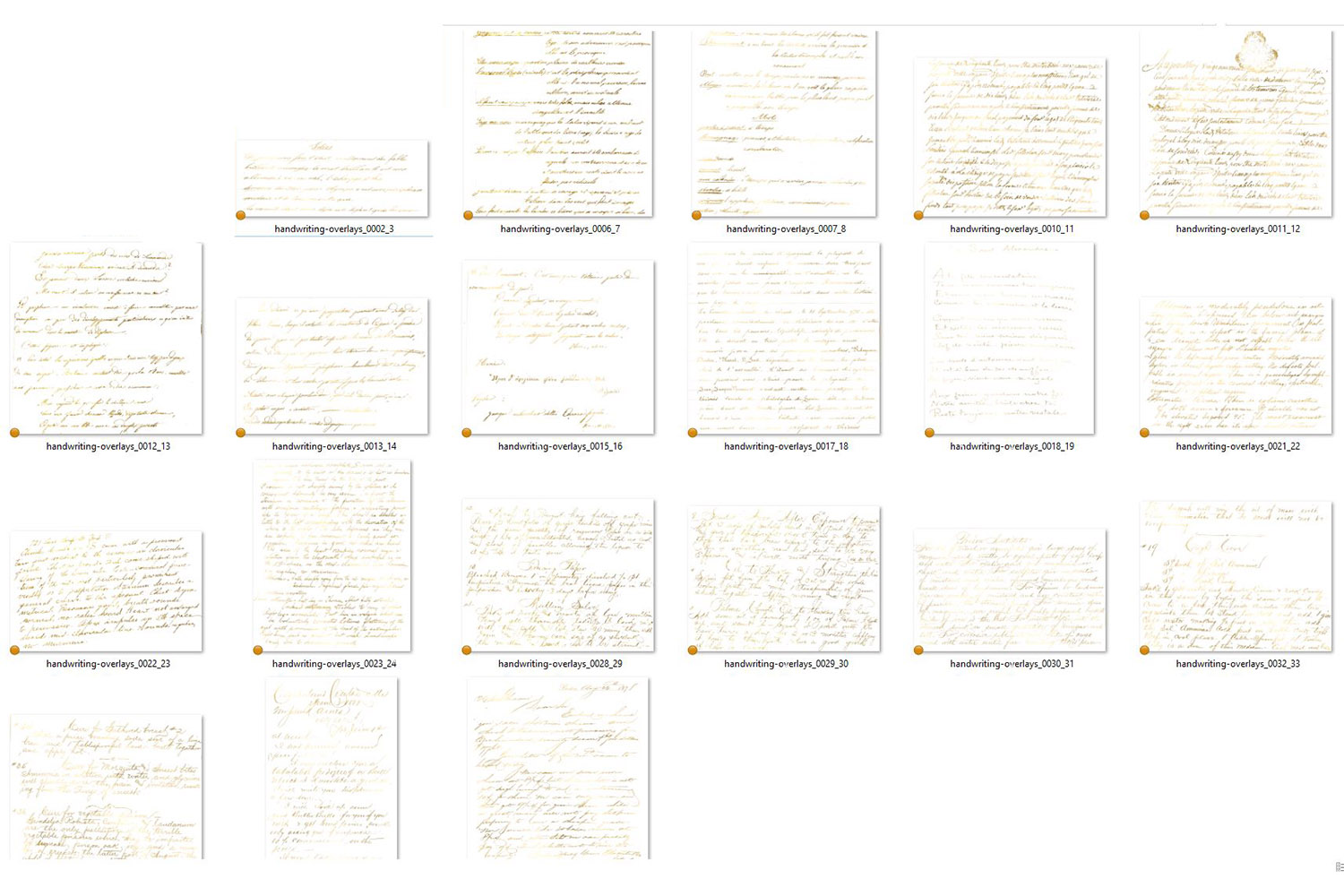 Old Gold Handwriting Overlays (137286) | Patterns | Design Bundles