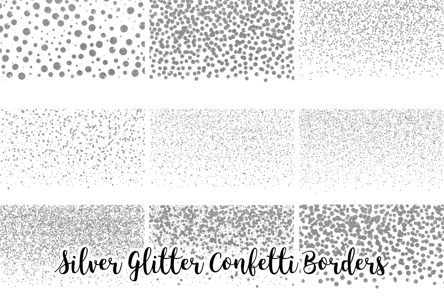 Silver Glitter Confetti Borders
