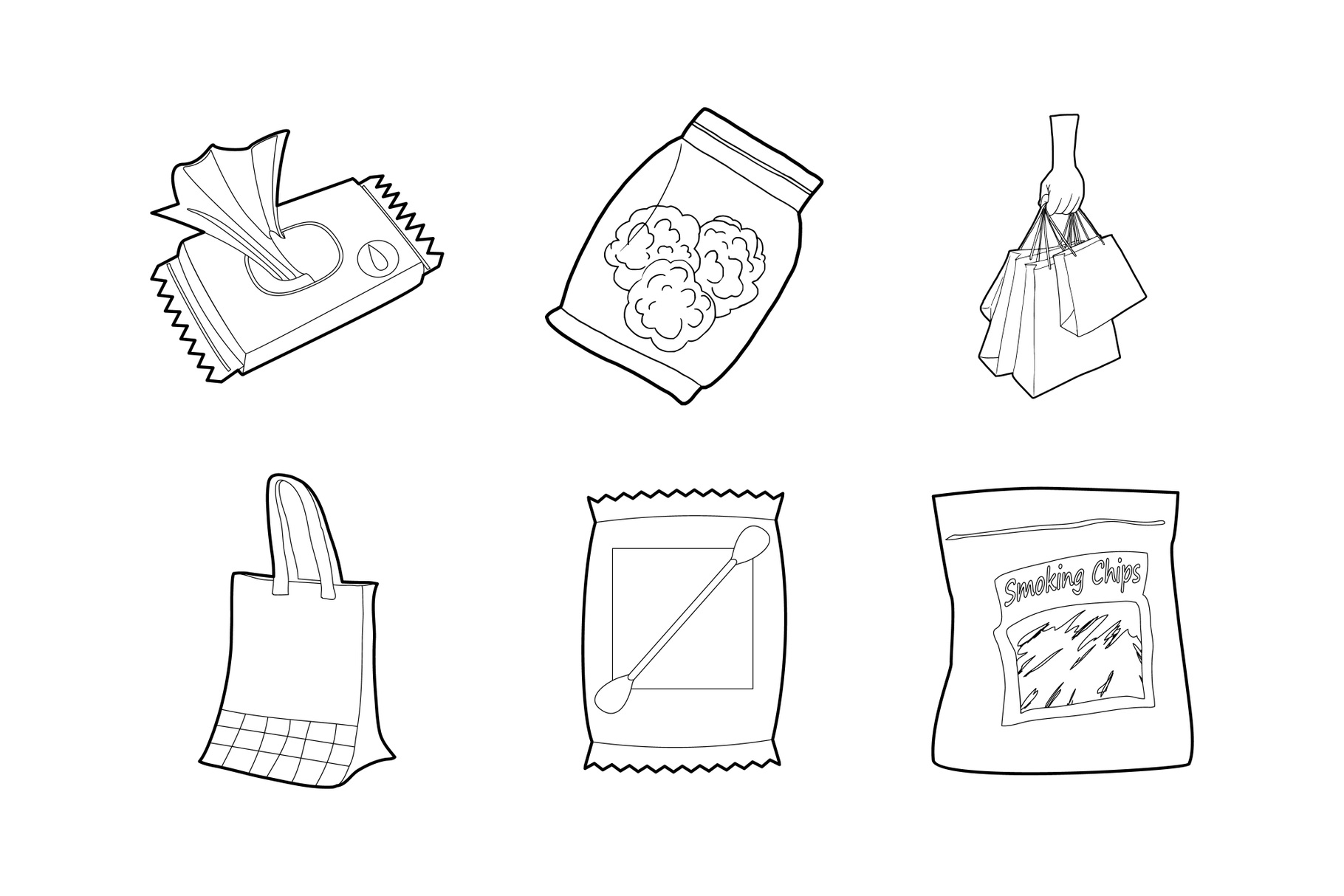 Packet icon set, outline style