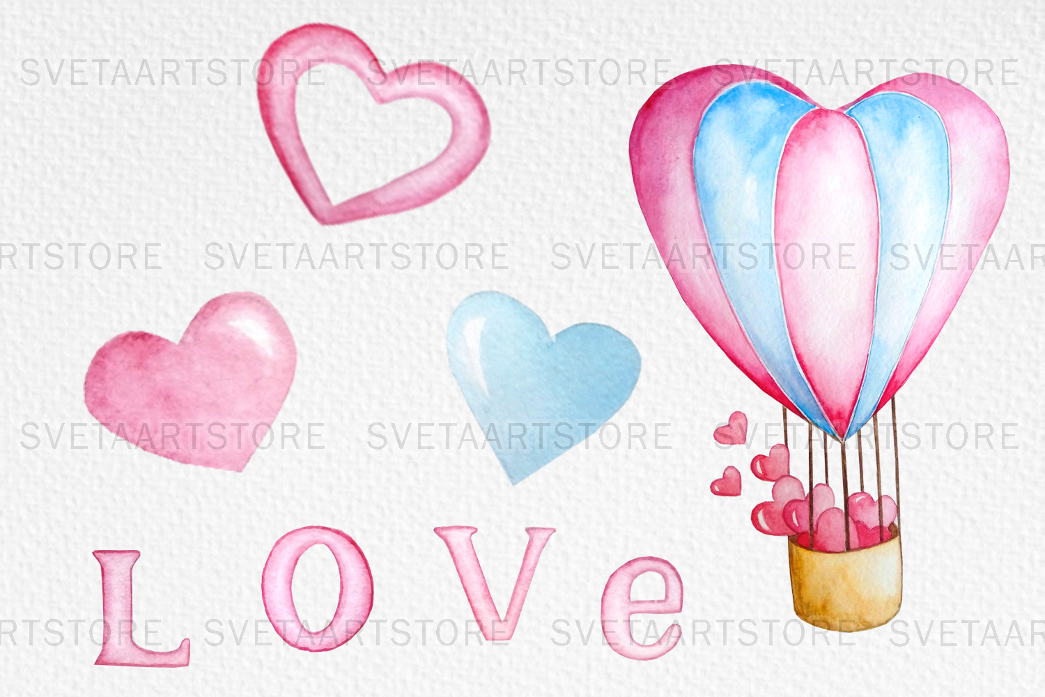 Watercolor Valentine's Day Clipart, Love Clipart