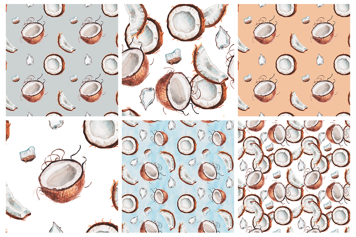 Watercolor coconut illustration (149325) | Patterns | Design Bundles