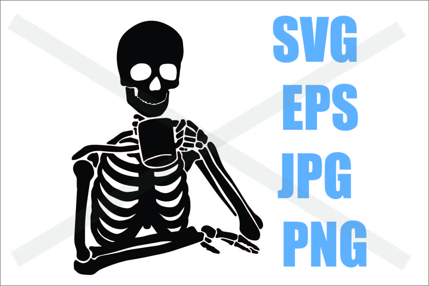 Skeleton Skull Drinking Coffee - SVG-EPS-JPG-PNG