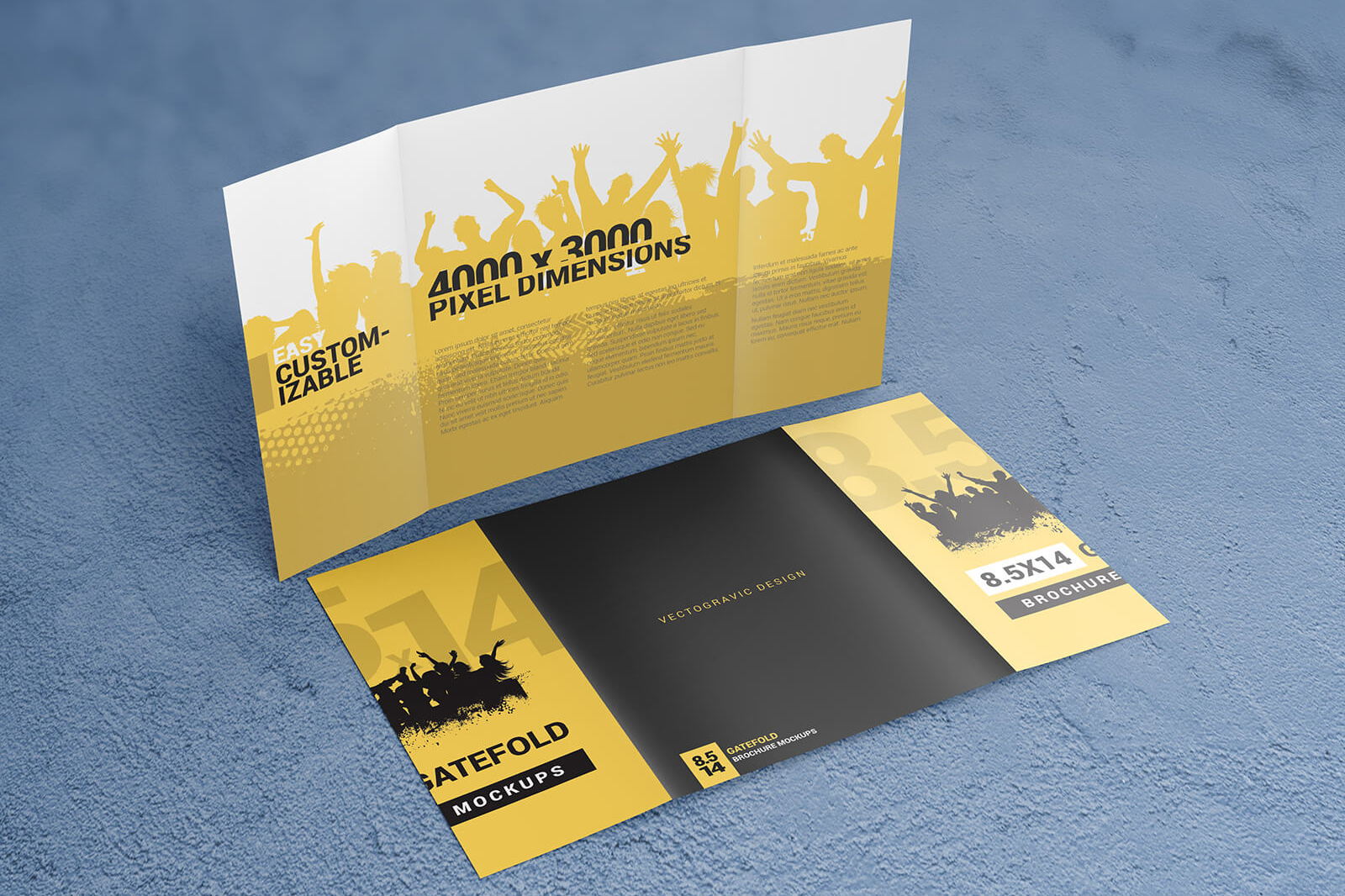 8.5×14 Gatefold Brochure Mockups (108603) | Mock Ups | Design Bundles