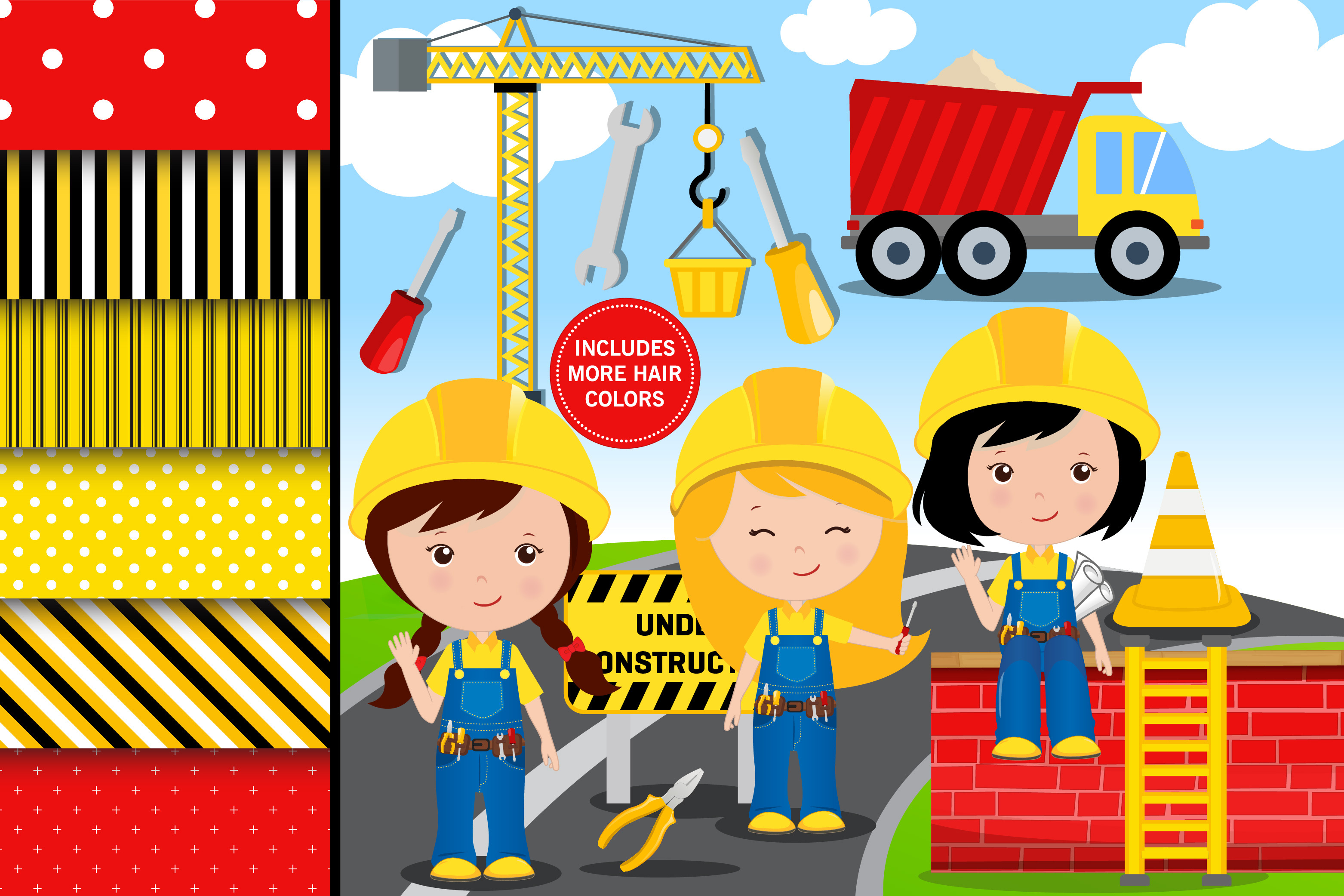 Construction girl illustrations, Construction girl graphics (25082 ...