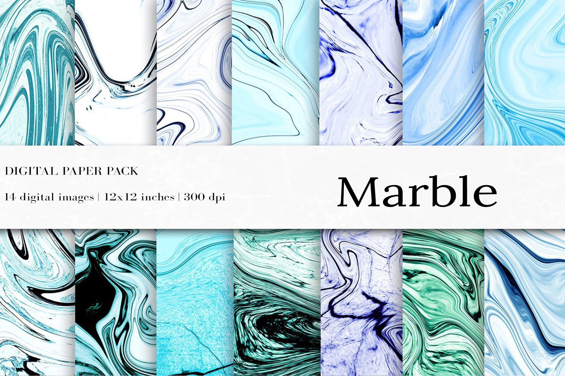 Marble Digital Papers, Blue Marble Background (91664) | Backgrounds ...