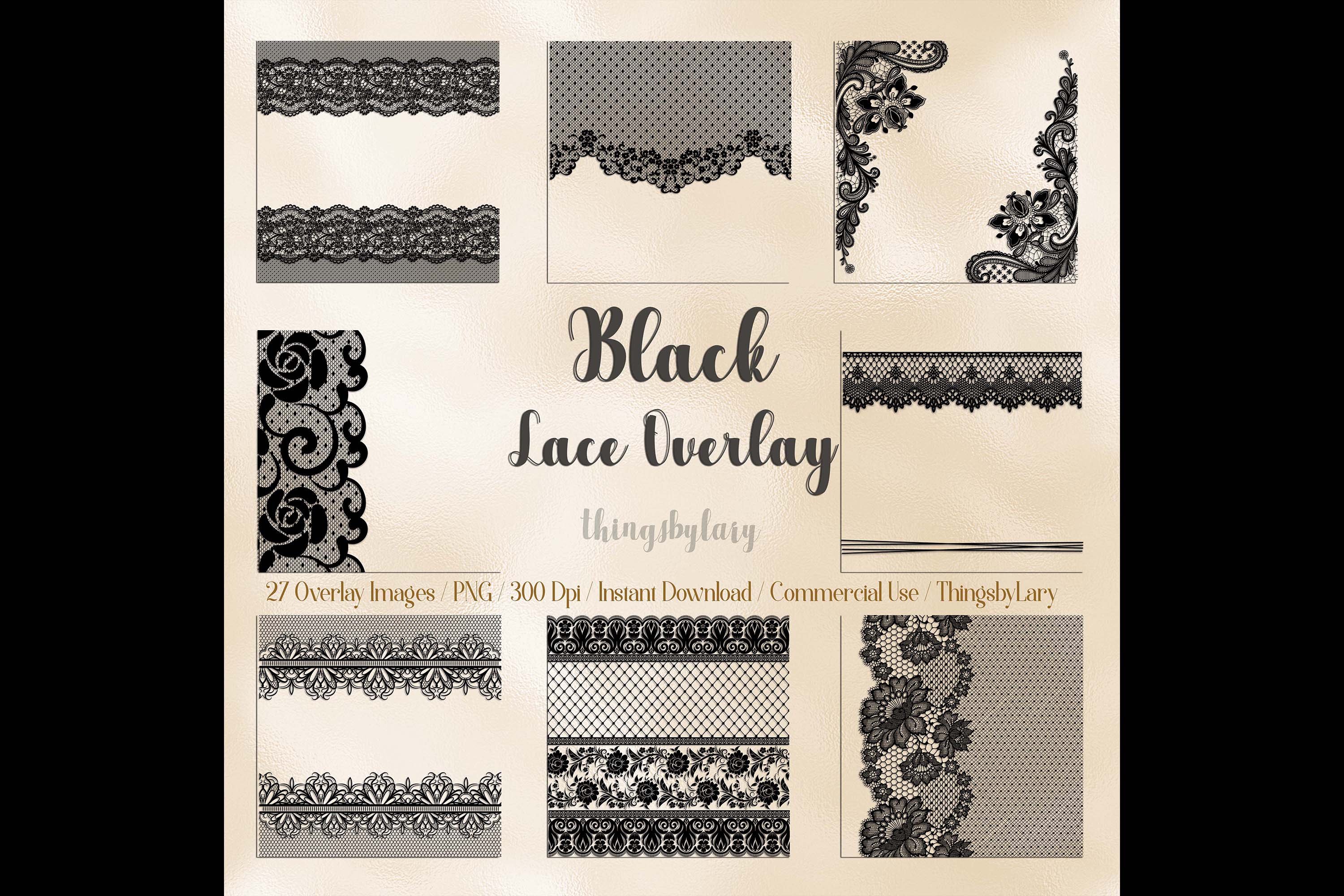 4 Sets of Lace Border Frame Overlay Transparent Images PNG