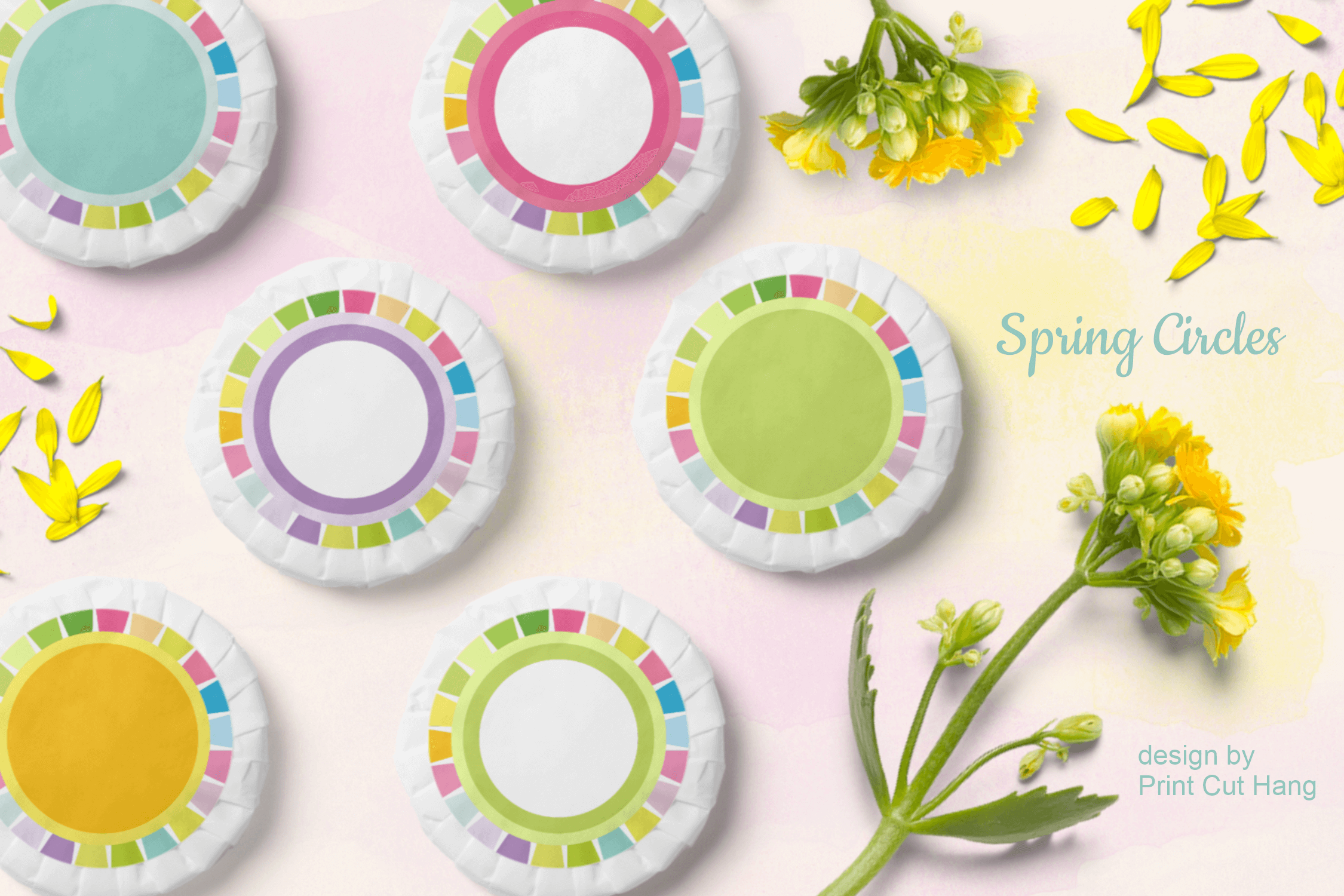 Spring Circle Frames Clipart Set of 24 PNG files (441518) | Decorations ...