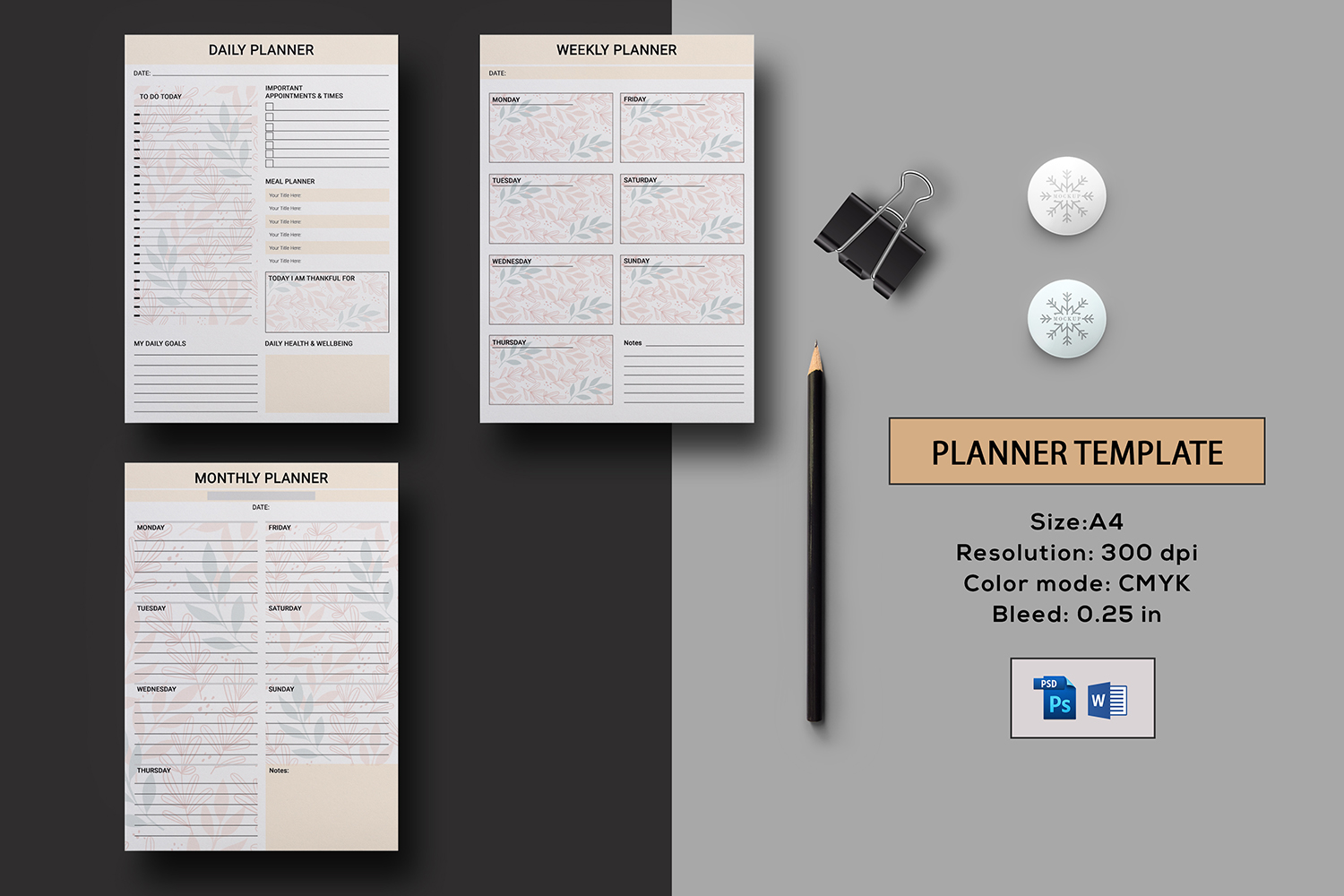 Planner Template | JPG, Photoshop & Ms Word Template