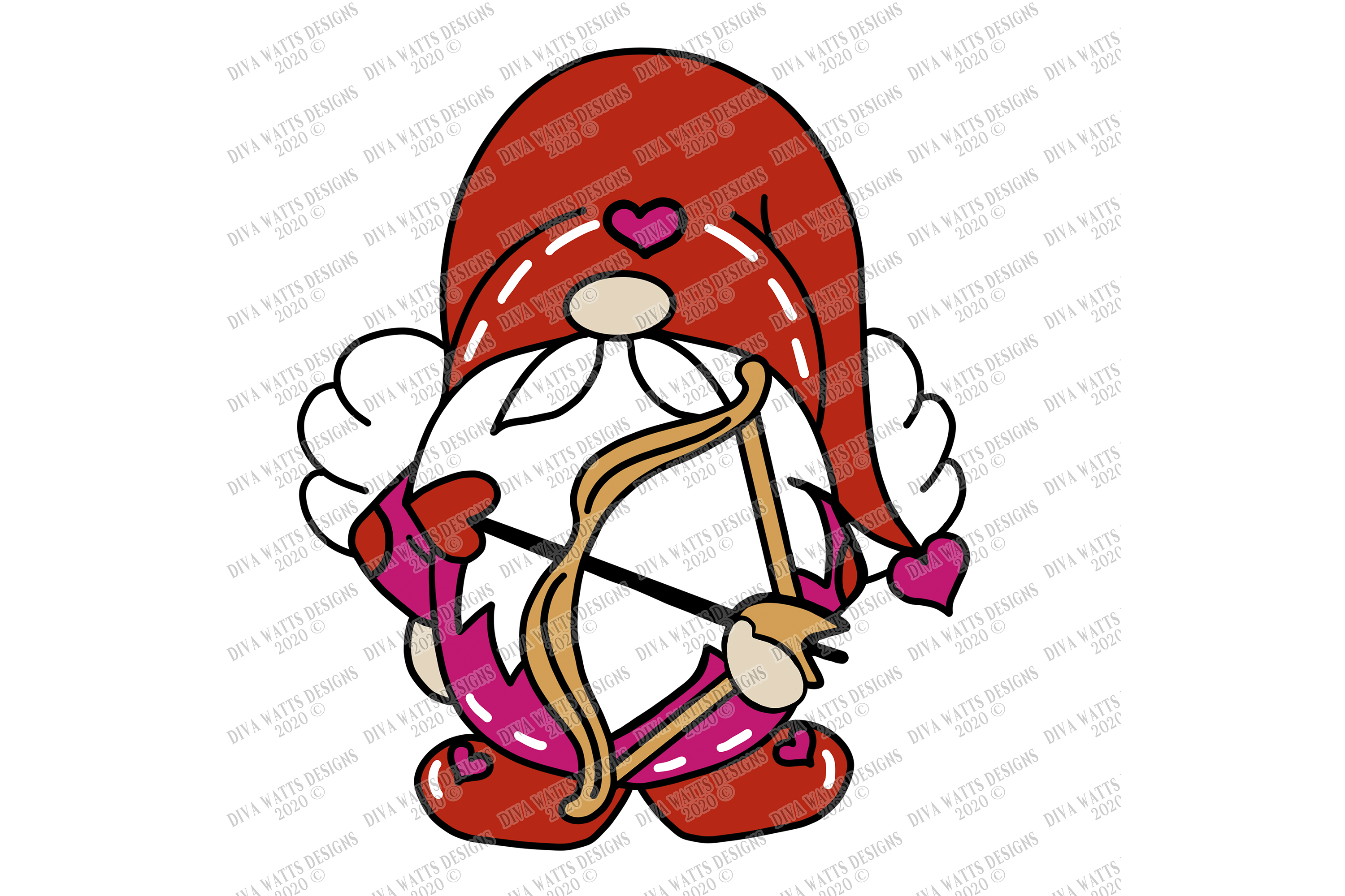 Valentine's Day Cupid Gnome - SVG - Cutting File - PNG