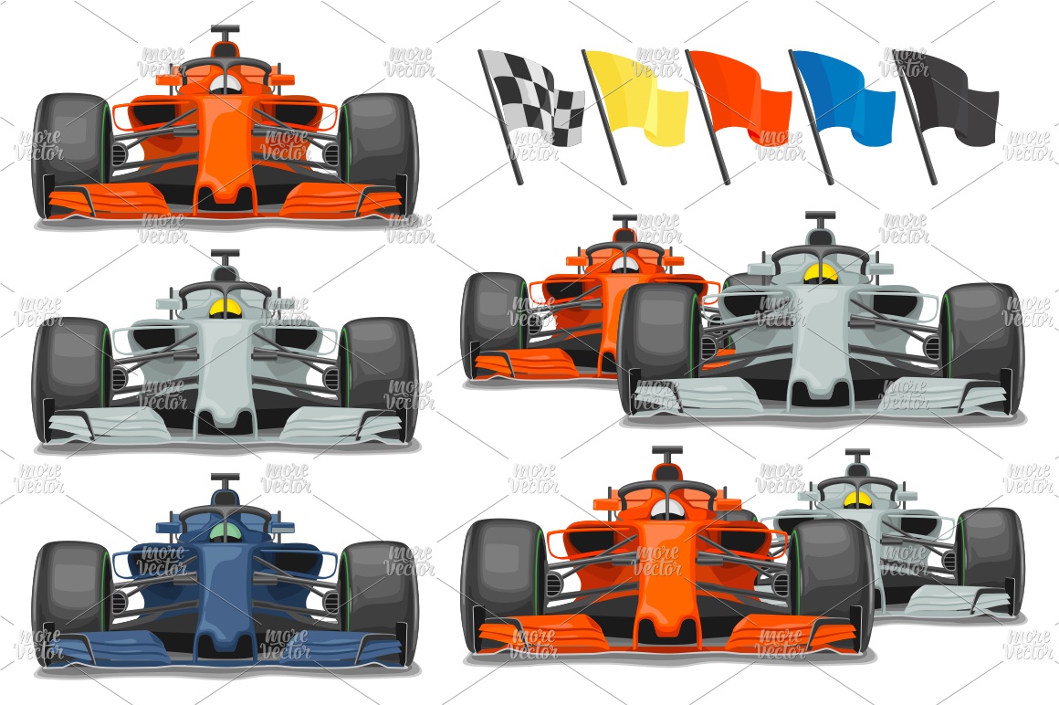 Set Grand Prix and race. Formula one Vector flat icons
