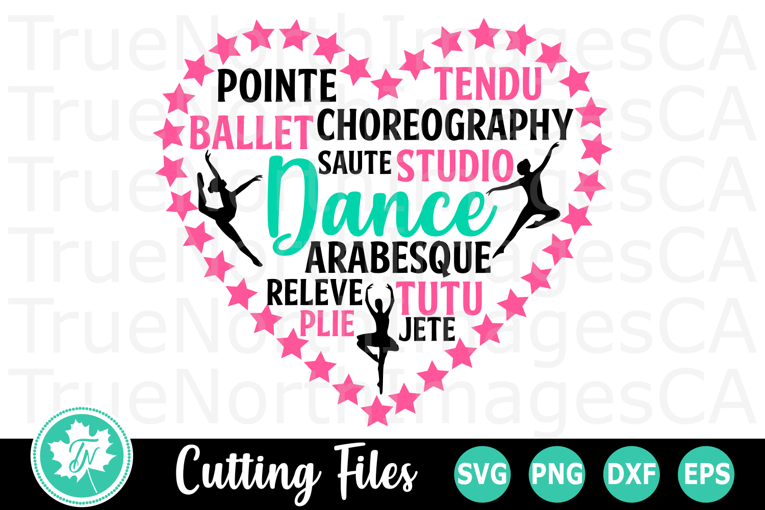 Dance Words Heart - A Dance SVG Cut File (233523) | Cut Files | Design ...