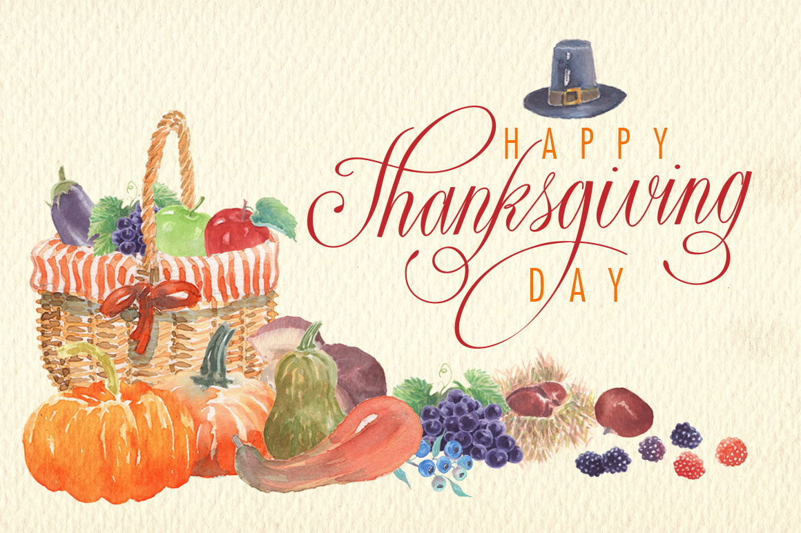 Thanksgiving watercolor clipart set