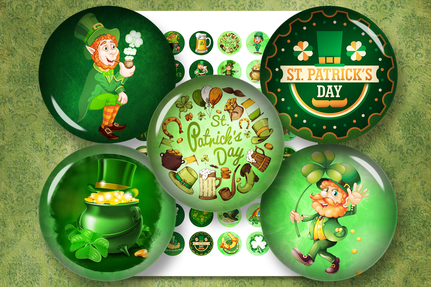 St.Patrick's Day Digital Collage Sheet,St Patrick Circles