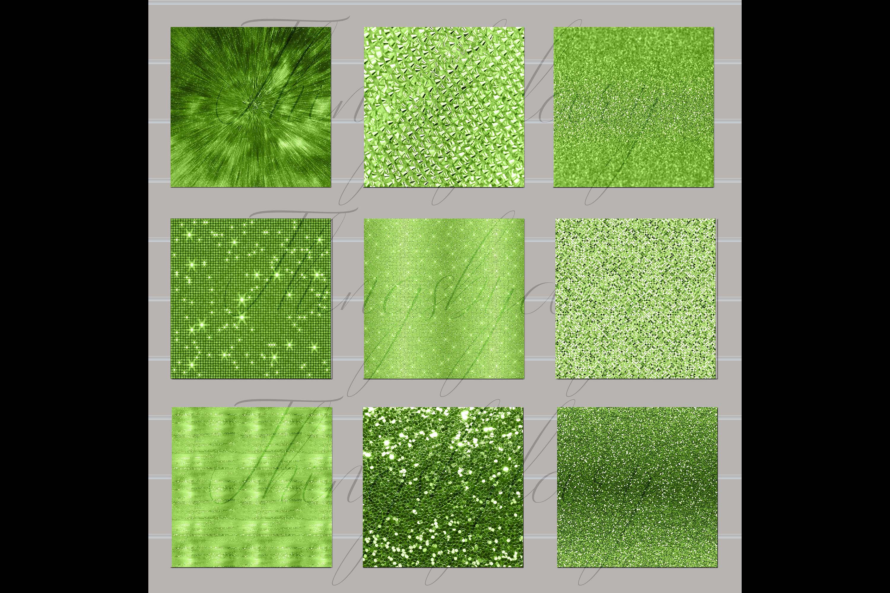 42 Greenery Glitter and Sequin Digital Papers 12 x 12 inch