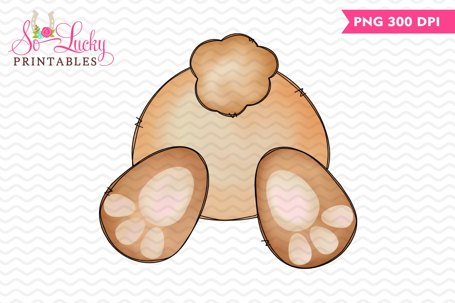 Bunny Butt Easter doodle printable sublimation design
