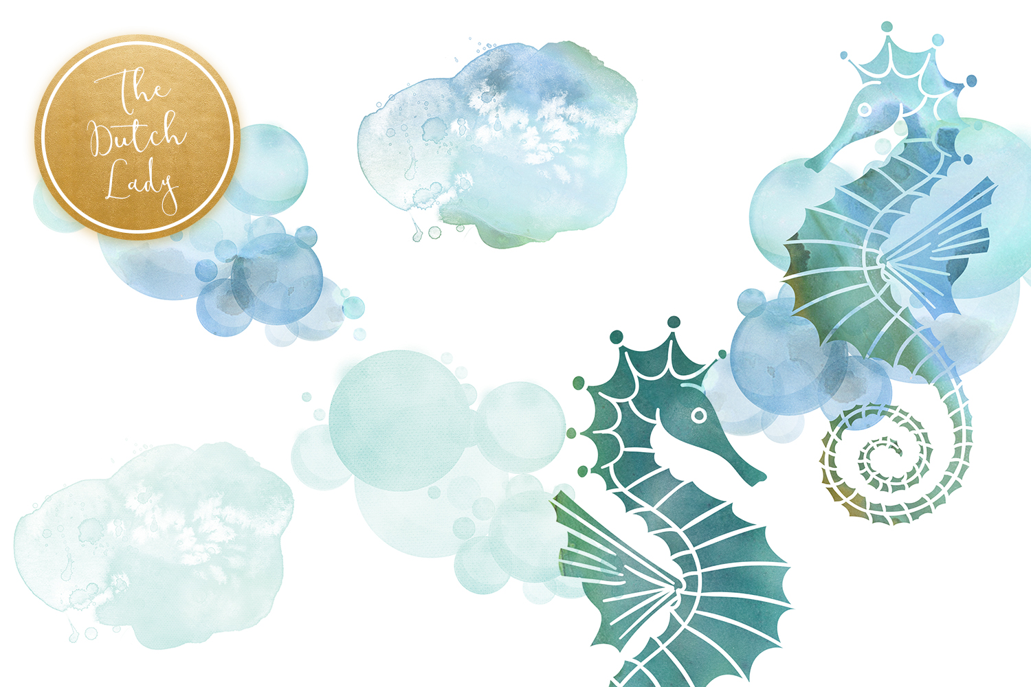 Seahorse Clipart Set - Watercolor Sea Creatures - Ocean (205059 ...