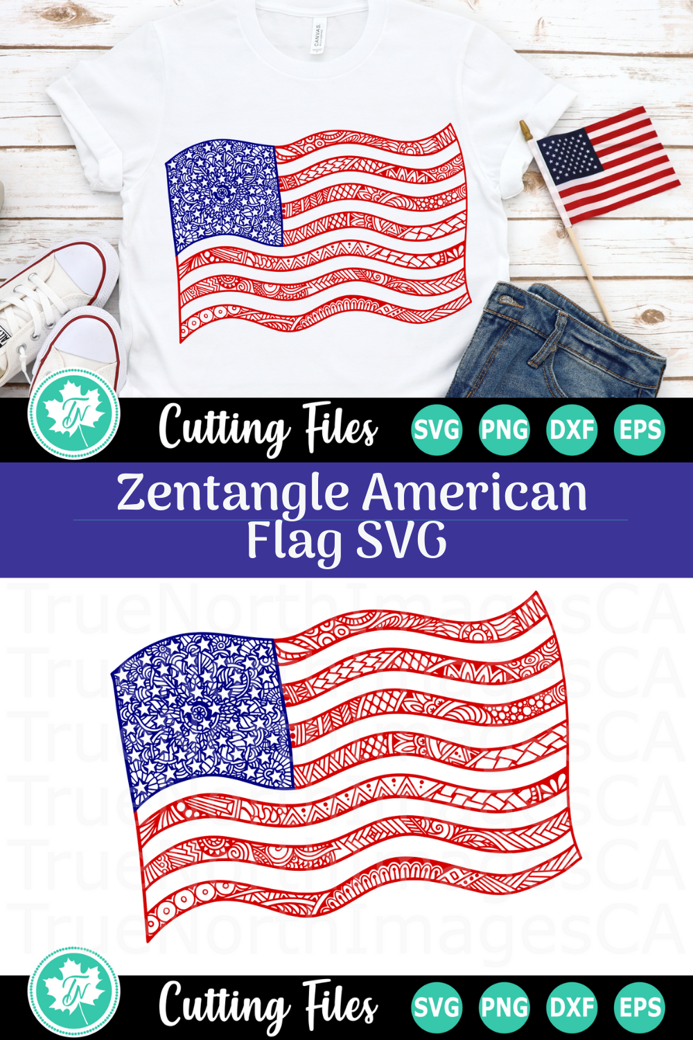American Flag - A Zentangle SVG Cut File
