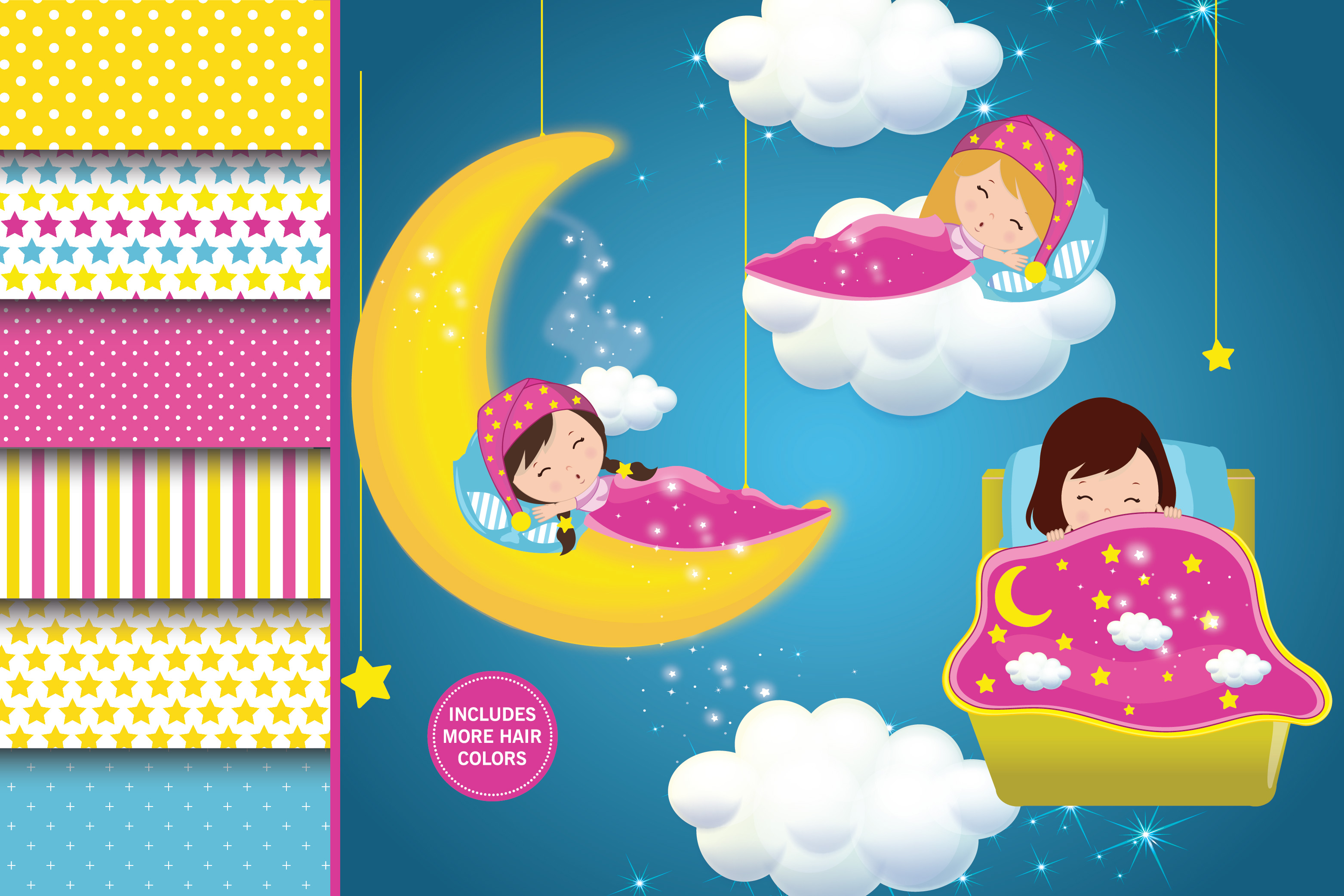 Sleepover girl illustrations, Sleepover girl graphics (25116 ...